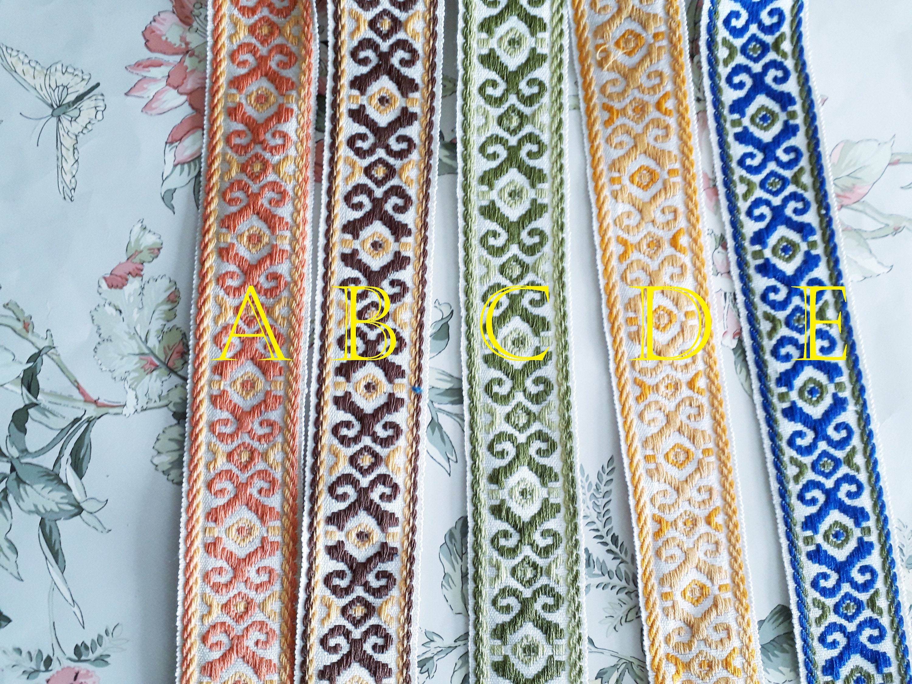 Medieval Tricolor Jacquard Braid With Geometric Patterns, 4.5cm , 1 ...