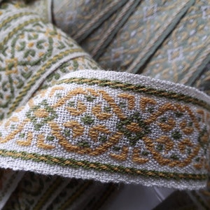 Medieval Tricolor Jacquard Braid With Geometric Patterns, 3.5cm , 1 ...