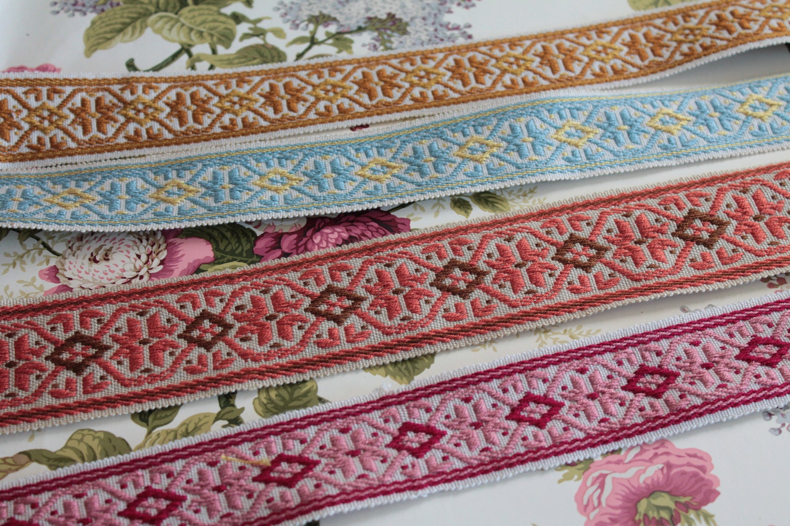 French Medieval Tricolor Jacquard Braid With Geometric Patterns 3.9m - Etsy