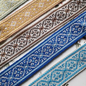 Medieval Tricolor Jacquard Braid With Geometric Patterns, 3.5cm , 1 ...
