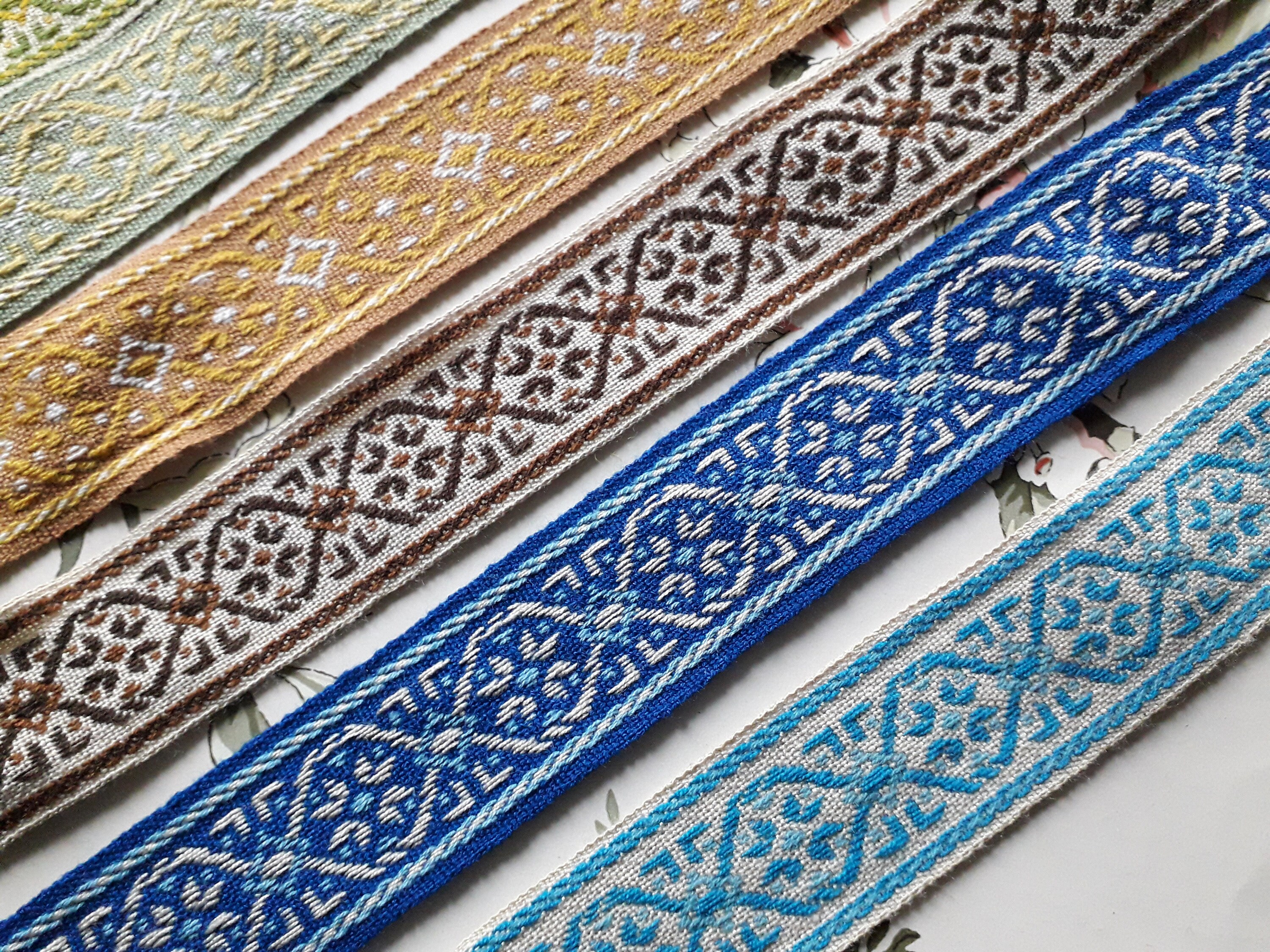 Medieval Tricolor Jacquard Braid With Geometric Patterns, 3.5cm , 1 ...
