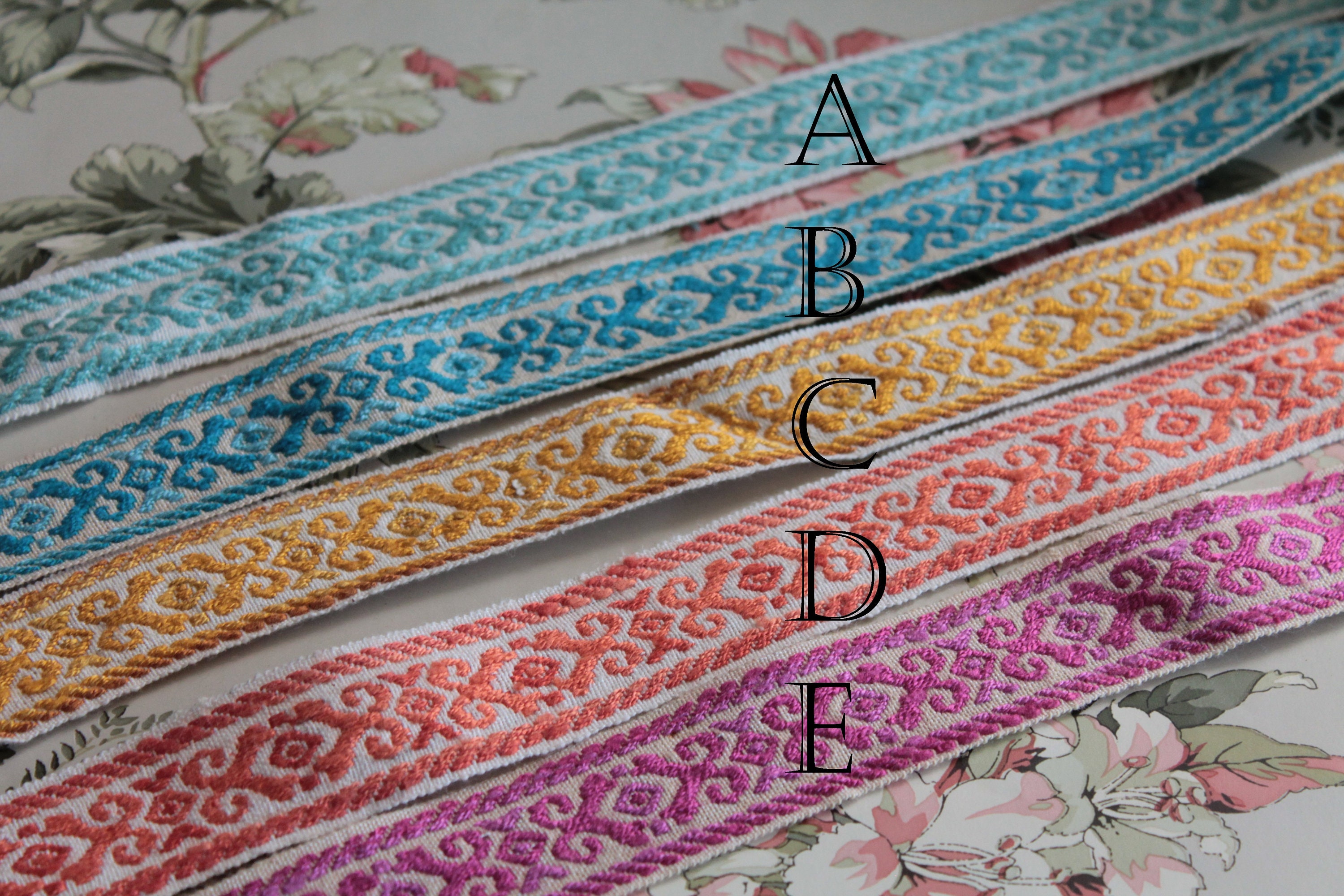 Medieval Tricolor Jacquard Braid With Geometric Patterns, Width 35 Mm ...