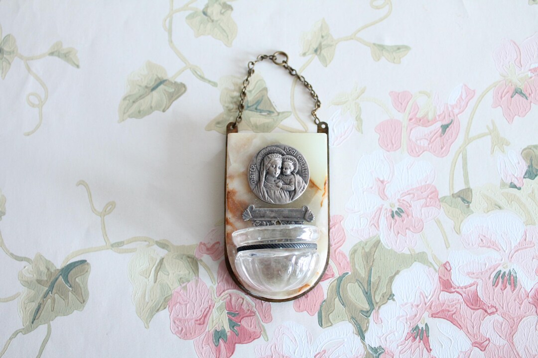 Religious Souvenir, Old Religious Decoration, Miniature Holy Water Font ...