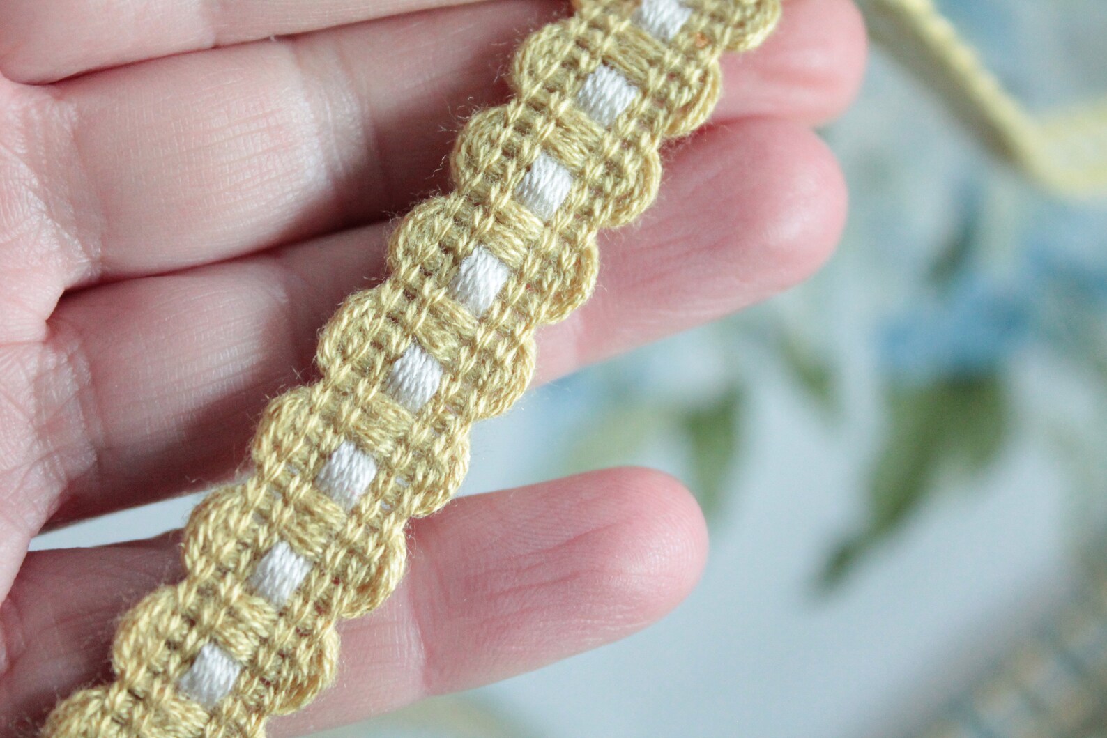 Vintage Straw Yellow Ribbon With Buckles, French Trimmings, Yellow and ...