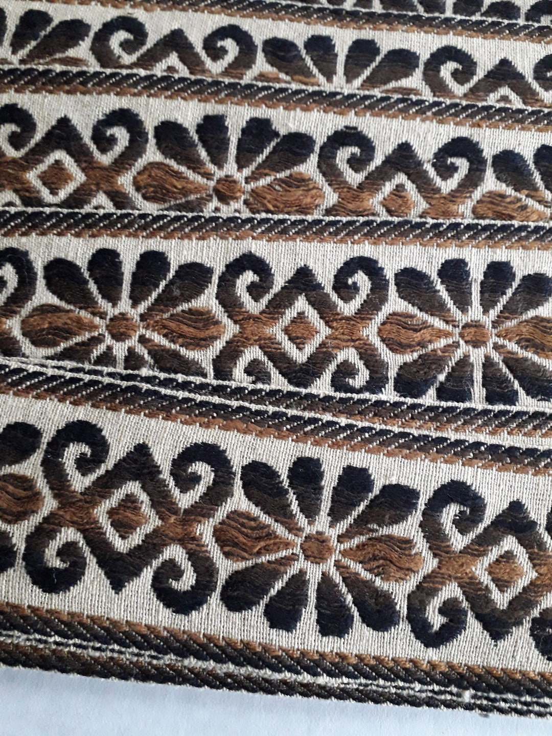 Medieval Tricolor Jacquard Braid With Geometric Patterns, Width 6.8 Cm ...