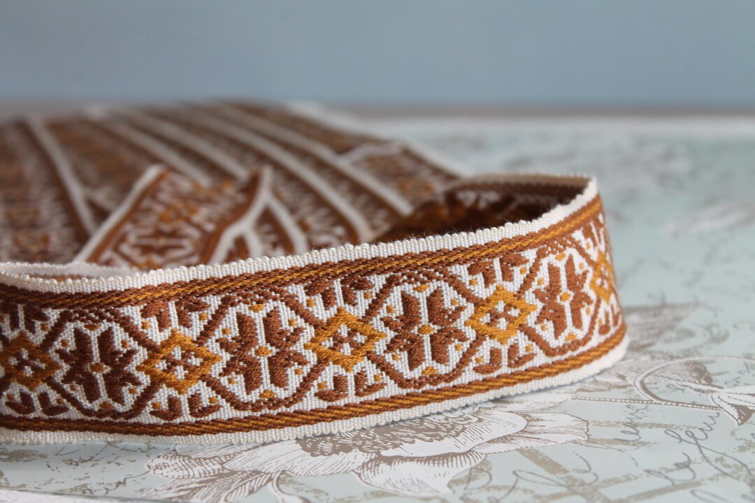 Medieval Tricolor Jacquard Braid With Geometric Patterns 45mm Made in ...