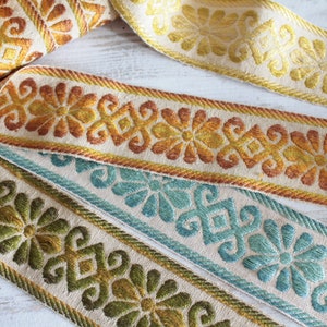 Medieval Tricolor Jacquard Braid With Geometric Patterns, Width 6.8 Cm ...