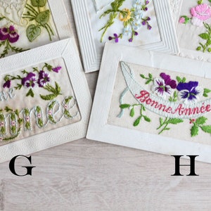 Antique French Embroidered Greeting Card, Hand-embroidered French ...