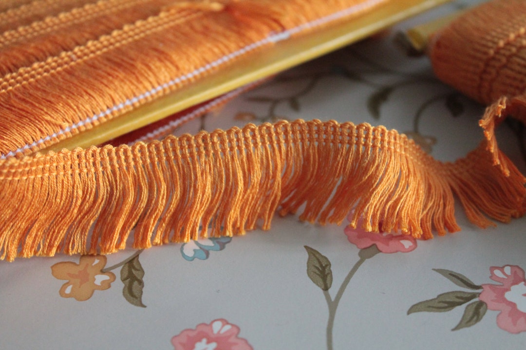 CLEARANCE Yellow-orange Braid With Fringes, 2.5 Cm Yellow Vintage ...