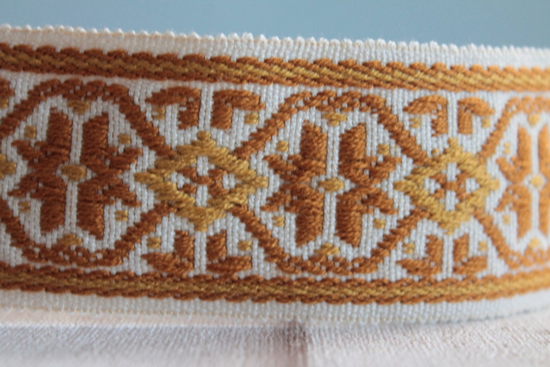 French Medieval Tricolor Jacquard Braid With Geometric Patterns 3.9m - Etsy