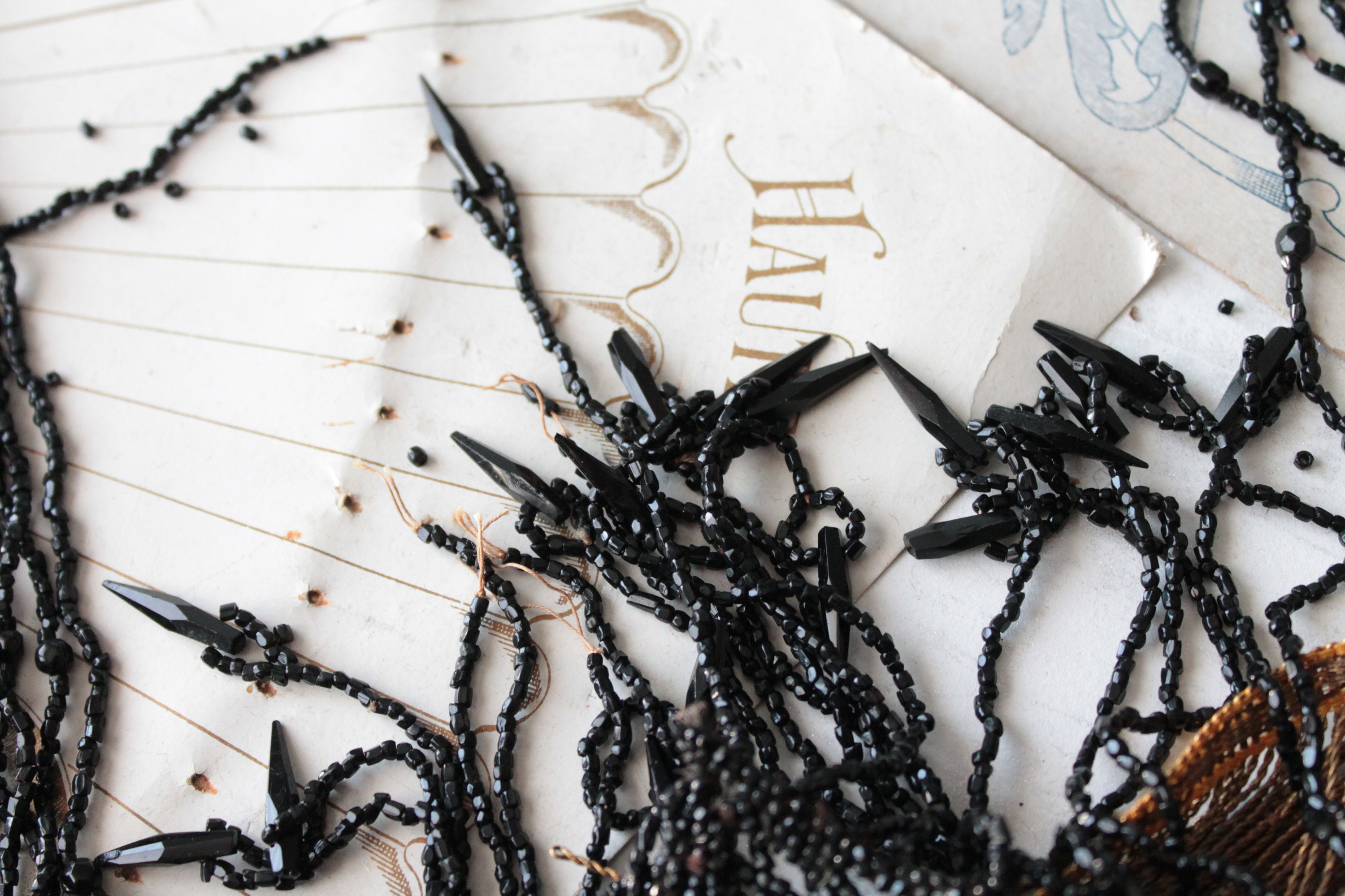 Antique Jet Pearl Trim Old Black Embroidery Jet Beads Old - Etsy