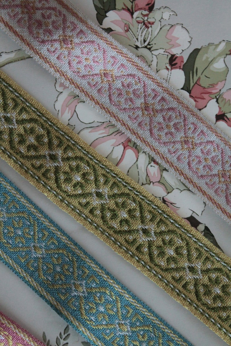 Medieval Tricolor Jacquard Braid With Geometric Patterns, Width 3.5 Cm ...