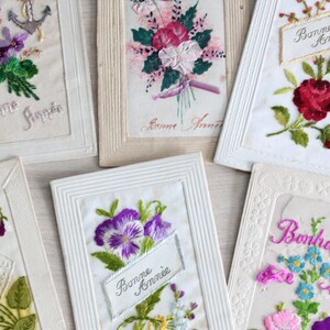 Antique French Embroidered Greeting Card, Hand-embroidered French ...