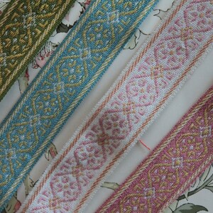 Medieval Tricolor Jacquard Braid With Geometric Patterns, Width 3.5 Cm ...