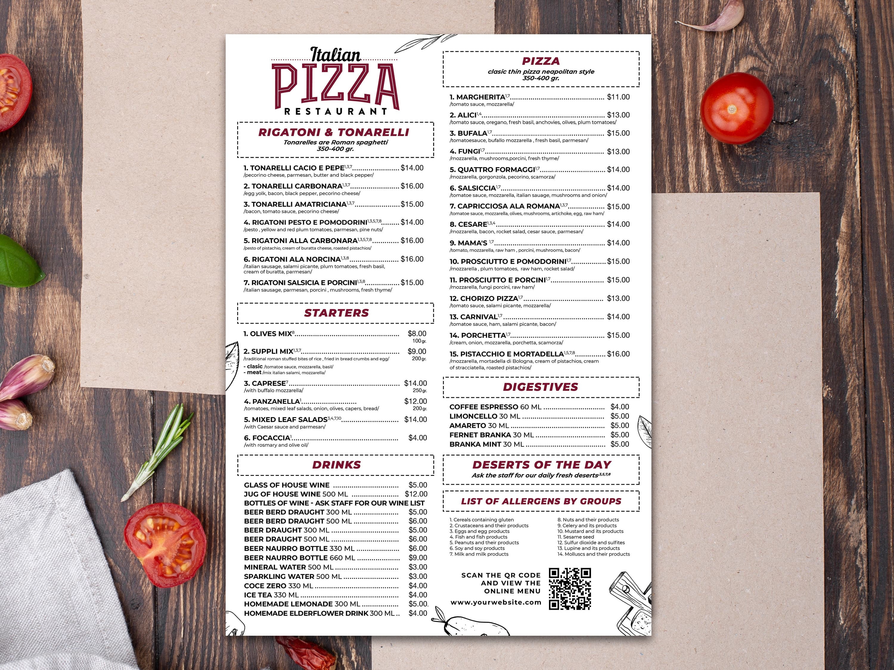 Restaurant Menu Template: Editable Pizza, Cafe, Bar (PSD) - Etsy