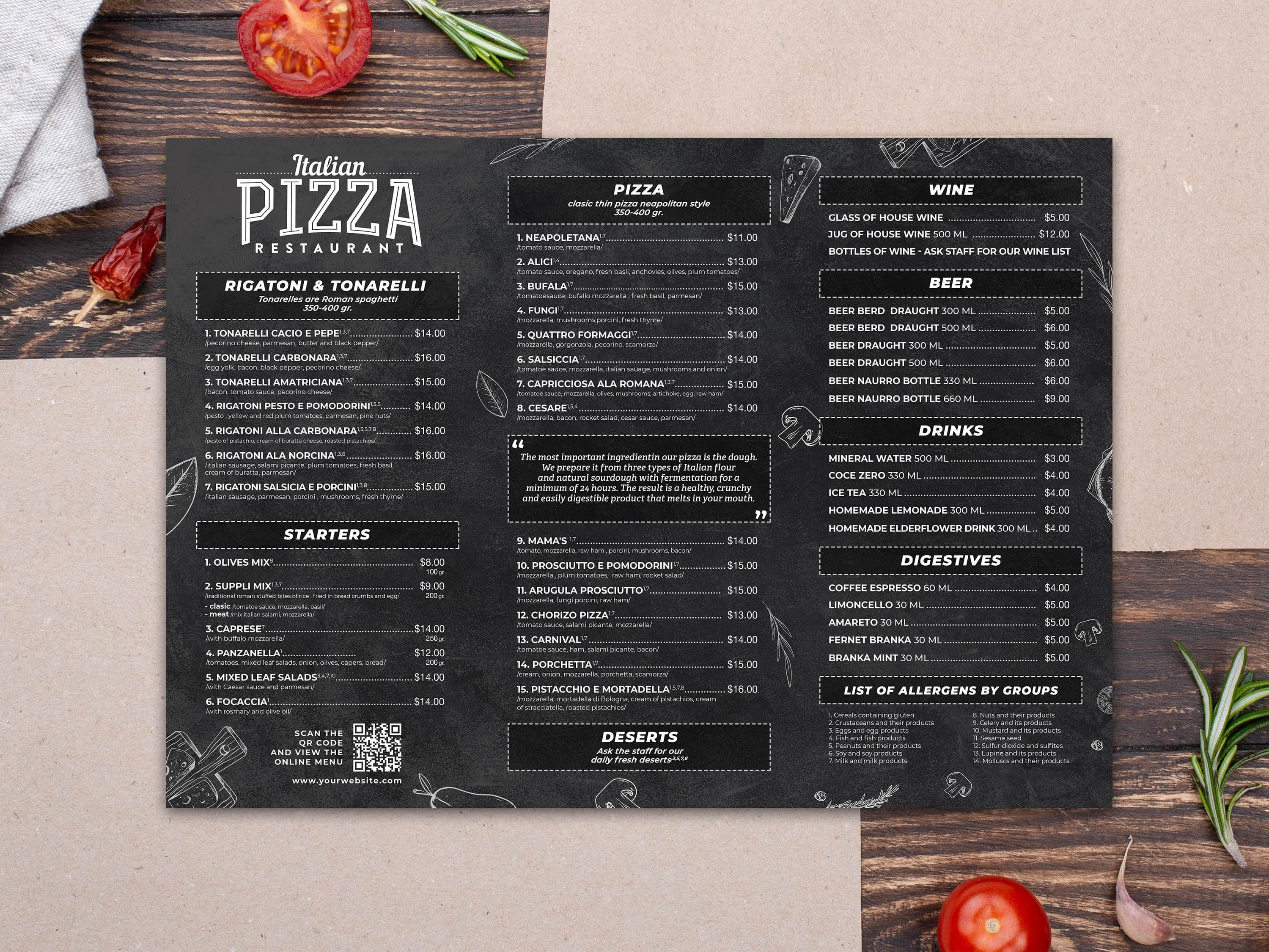 Restaurant Menu Template: Editable Pizza, Cafe, Bar (PSD) - Etsy