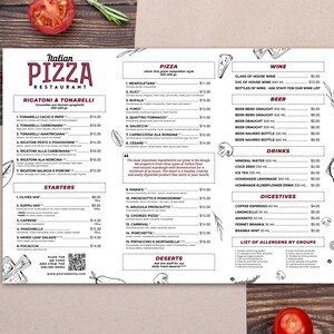 Restaurant Menu Template: Editable Pizza, Cafe, Bar (PSD) - Etsy