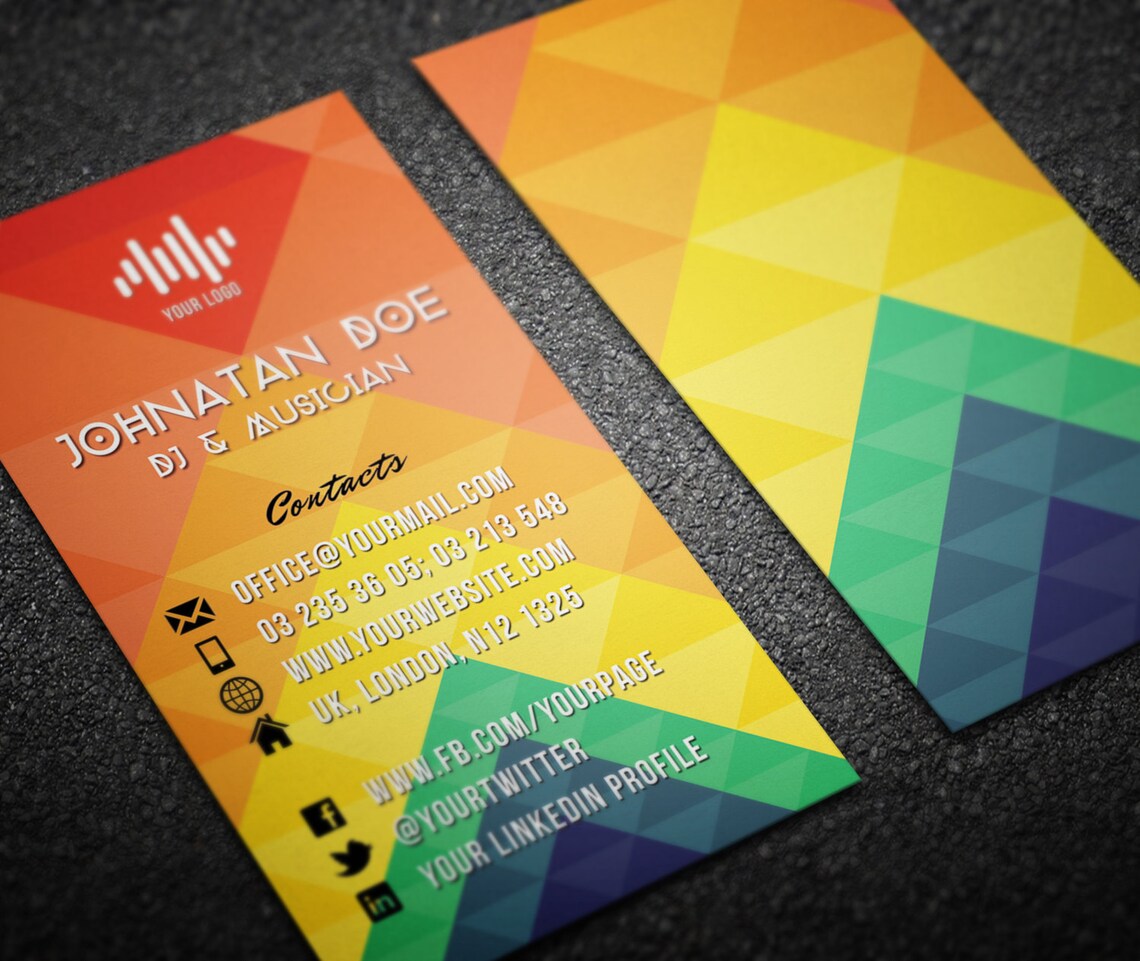 Colorful Business Card PSD Template | Musician, Singer, Dj Business ...