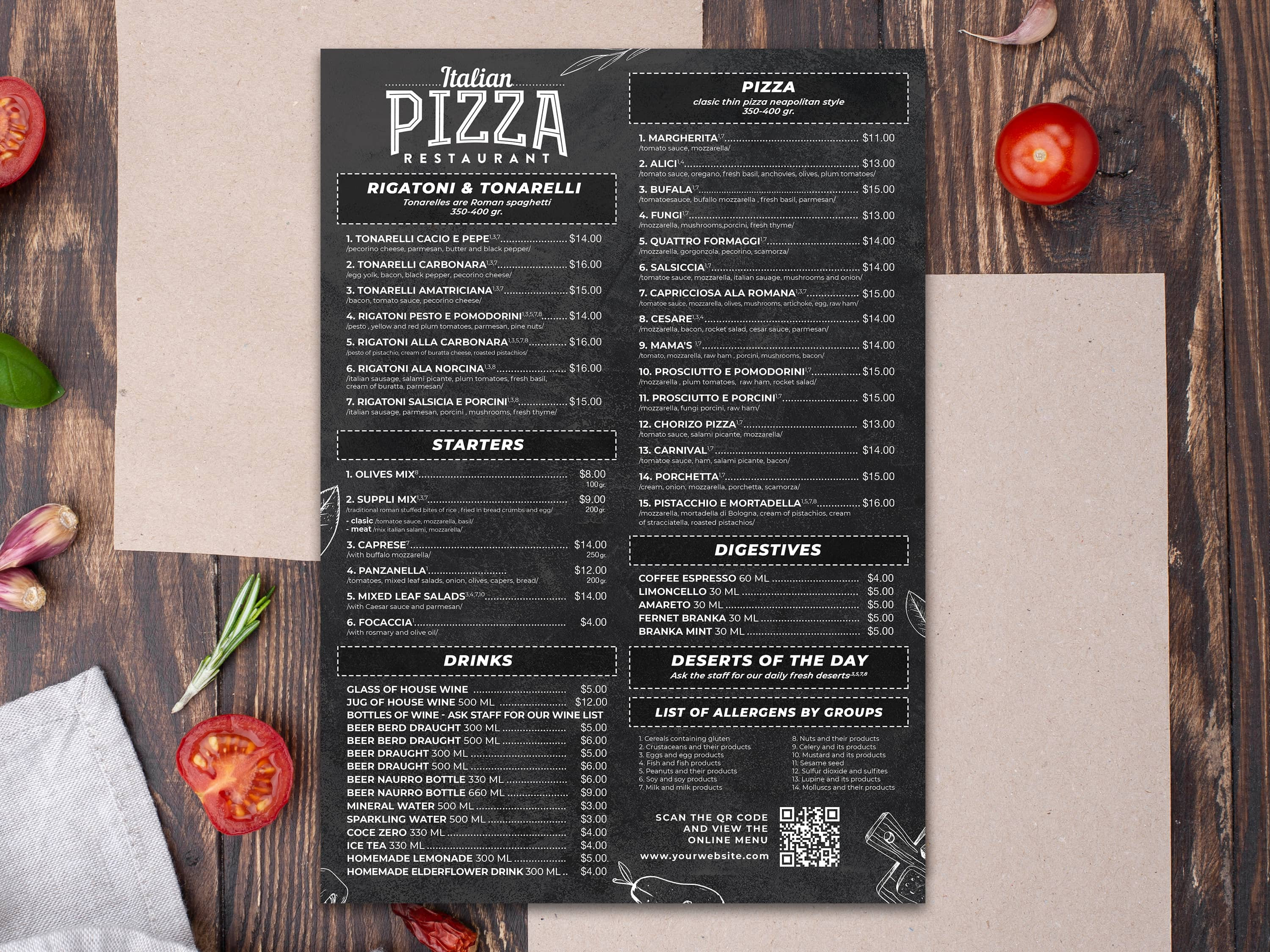 Restaurant Menu Template: Editable Pizza, Cafe, Bar (PSD) - Etsy