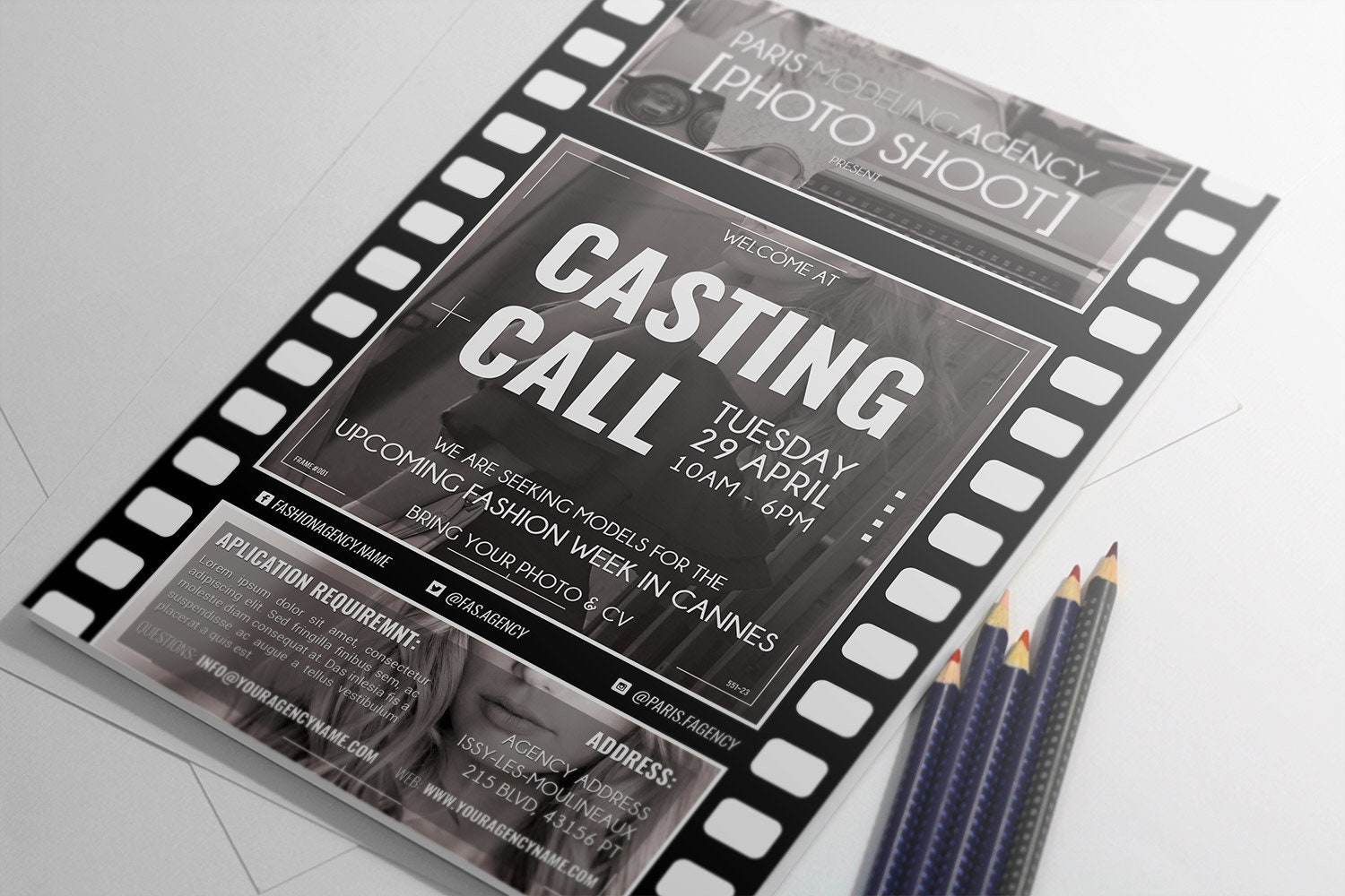 Fashion Model Agency Flyer Template PSD | Photography Casting Call ...