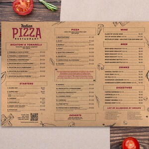 Restaurant Menu Template: Editable Pizza, Cafe, Bar (PSD) - Etsy