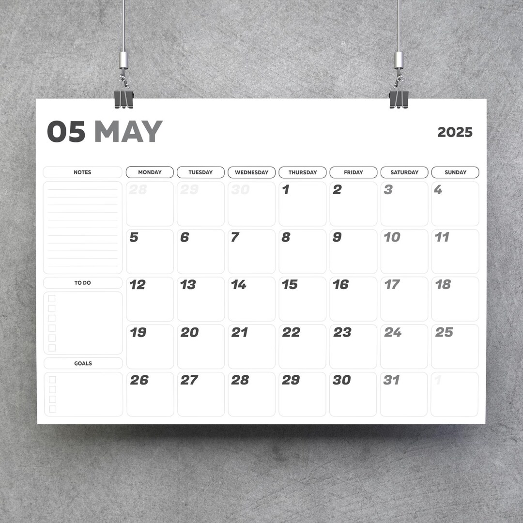 2025 Printable PDF Calendar Wall | Clean Monthly Planner | A3, A4, US ...