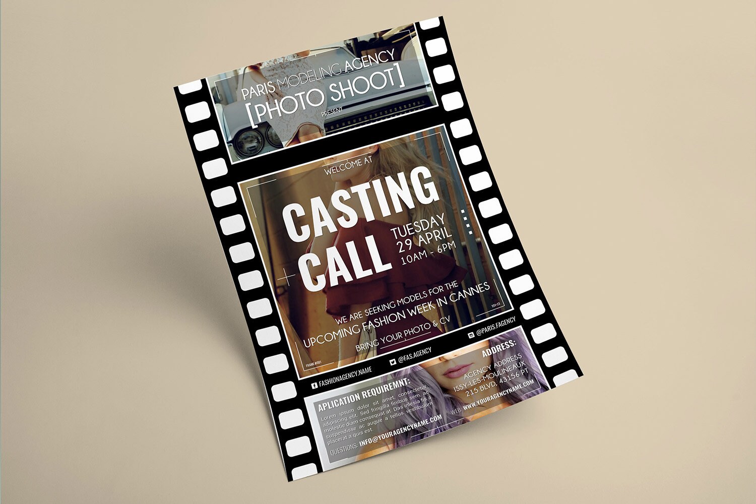Fashion Model Agency Flyer Template PSD | Photography Casting Call ...