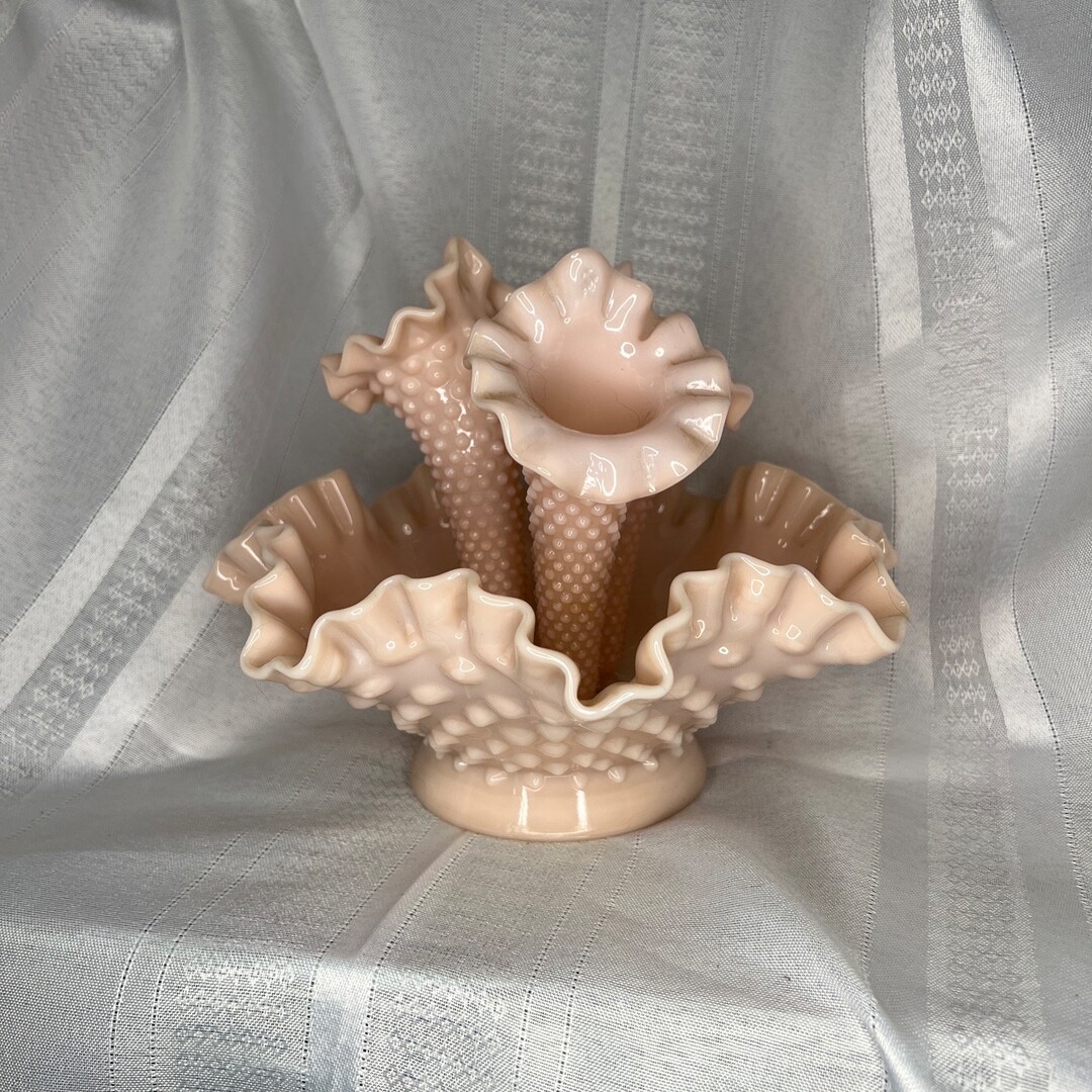 Fenton Hobnail Epergne Three Horn Rose Pink - Etsy