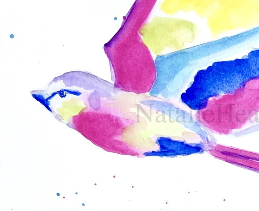 Swallow Bird Original Painting Colourful, Vibrant Wall Art 9x12, Spring ...