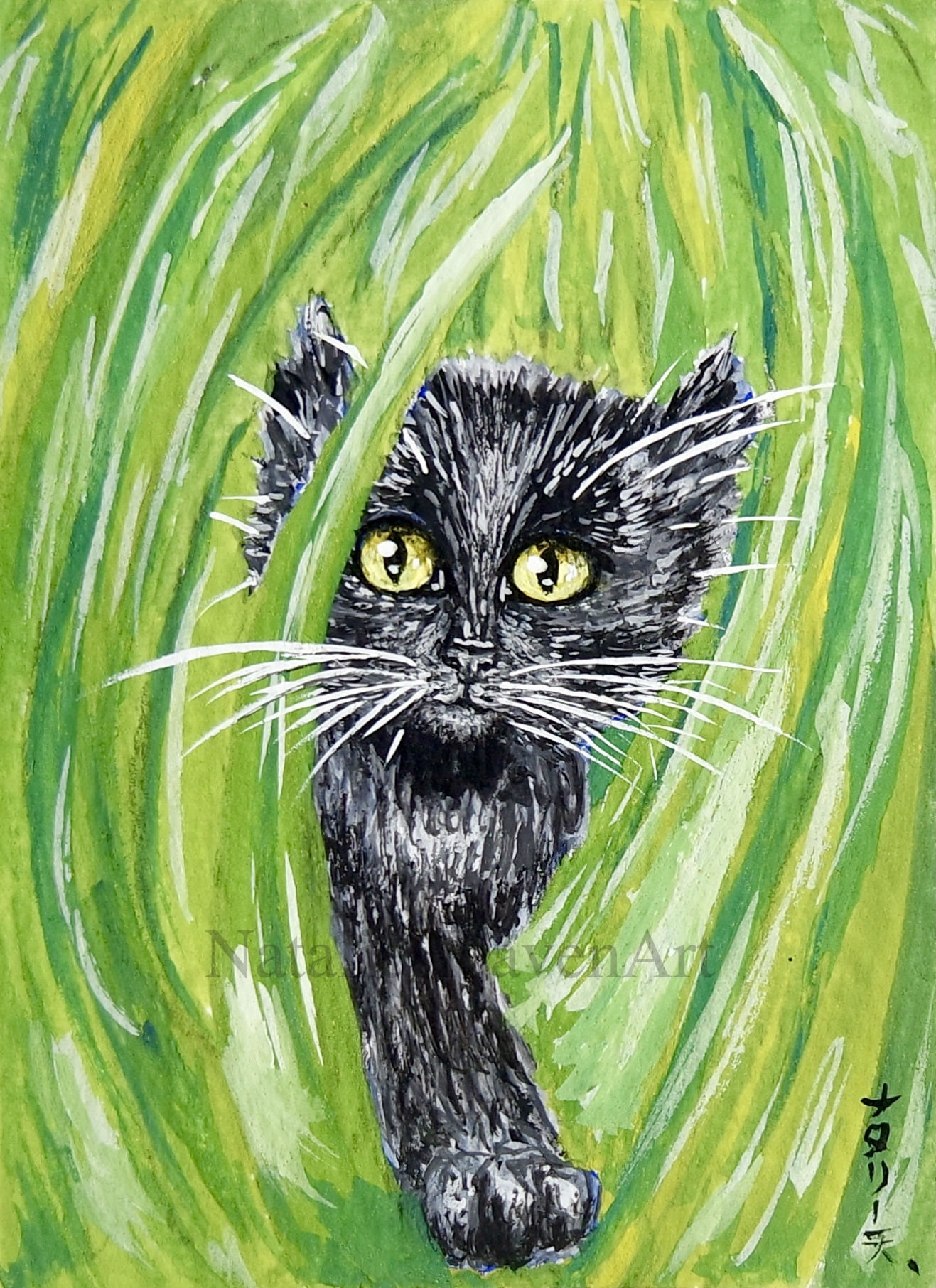 Black Cat Print Black Cat Art Black Cat Wall Art Black Cat Etsy