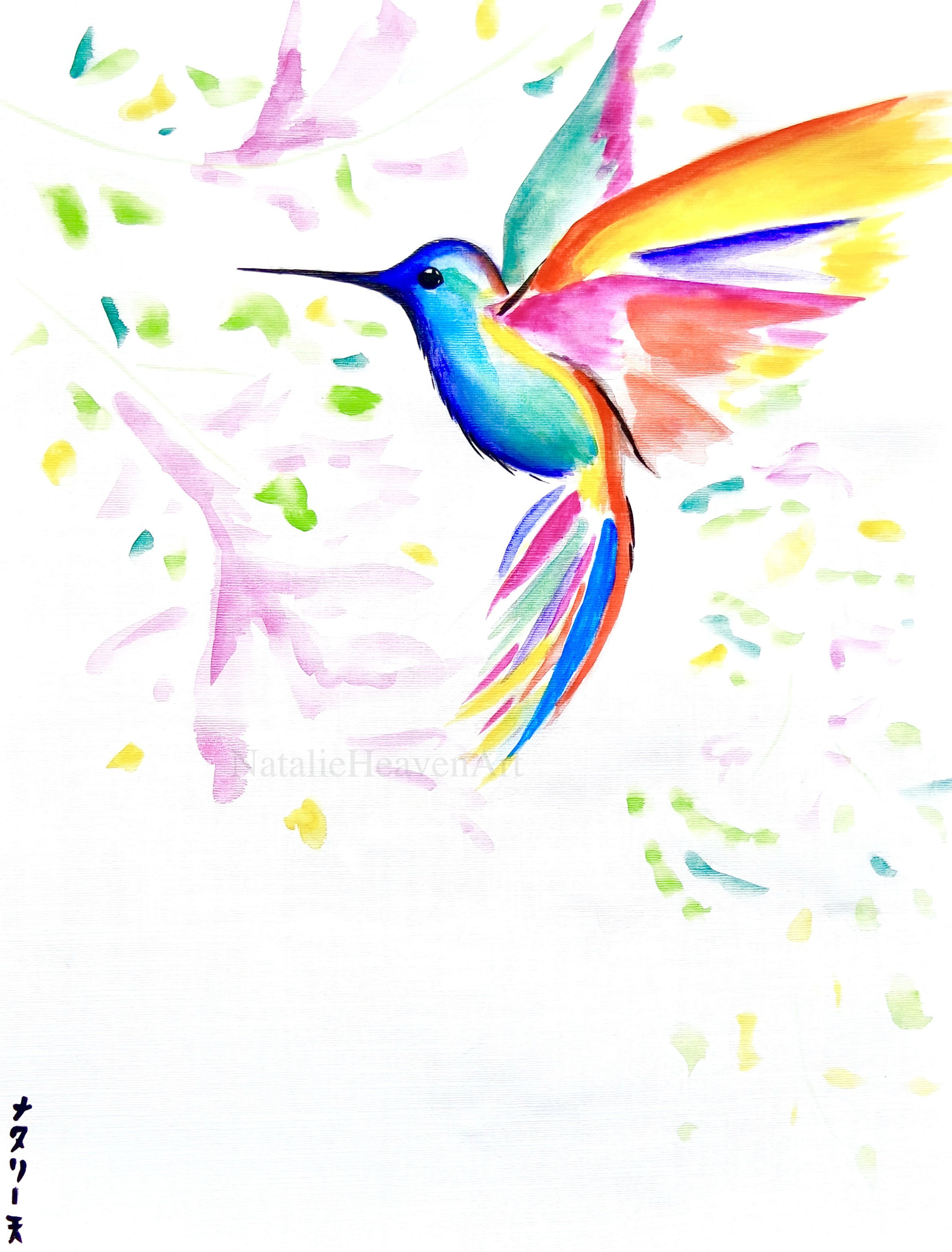 Colorful Hummingbird Art Colourful Hummingbird Print 6x4 | Etsy