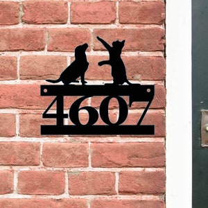 Pet Address Sign - House Number With Custom Dog, Contemporary House ...