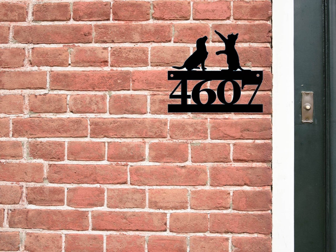 Pet Address Sign - House Number With Custom Dog, Contemporary House ...