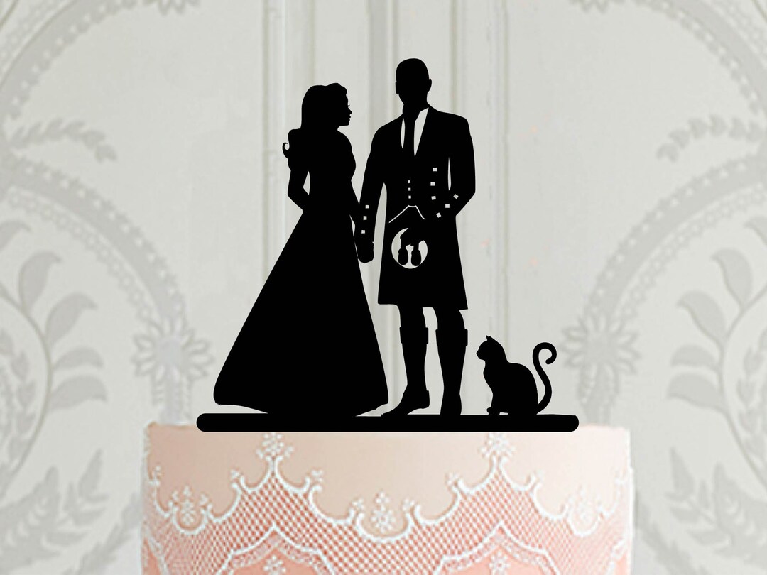 Scottish Wedding Cake Topper With Cats, Custom Wedding Cake Decoration ...
