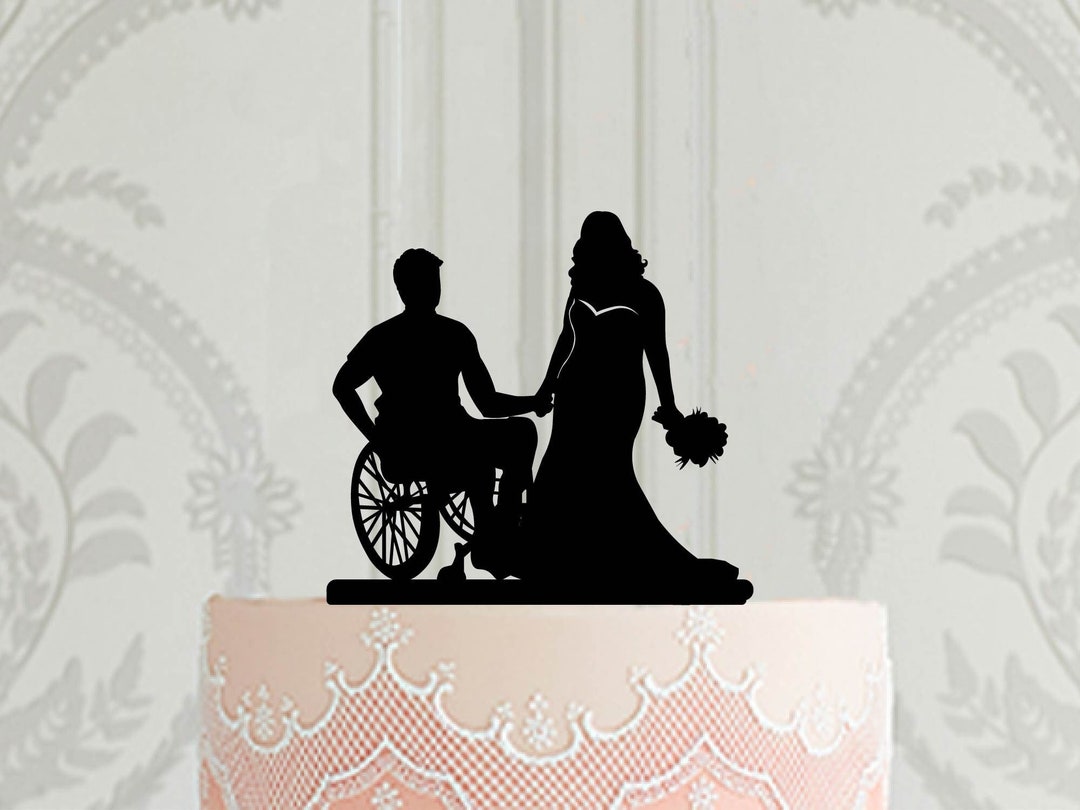 Wheelchair Wedding Cake Topper, Groom in Wheelchair, Curvy Bride Topper ...