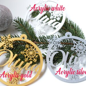 3 Snowflake Christmas Tree Baubles, Xmas Decor Baubles Set, Laser Cut ...