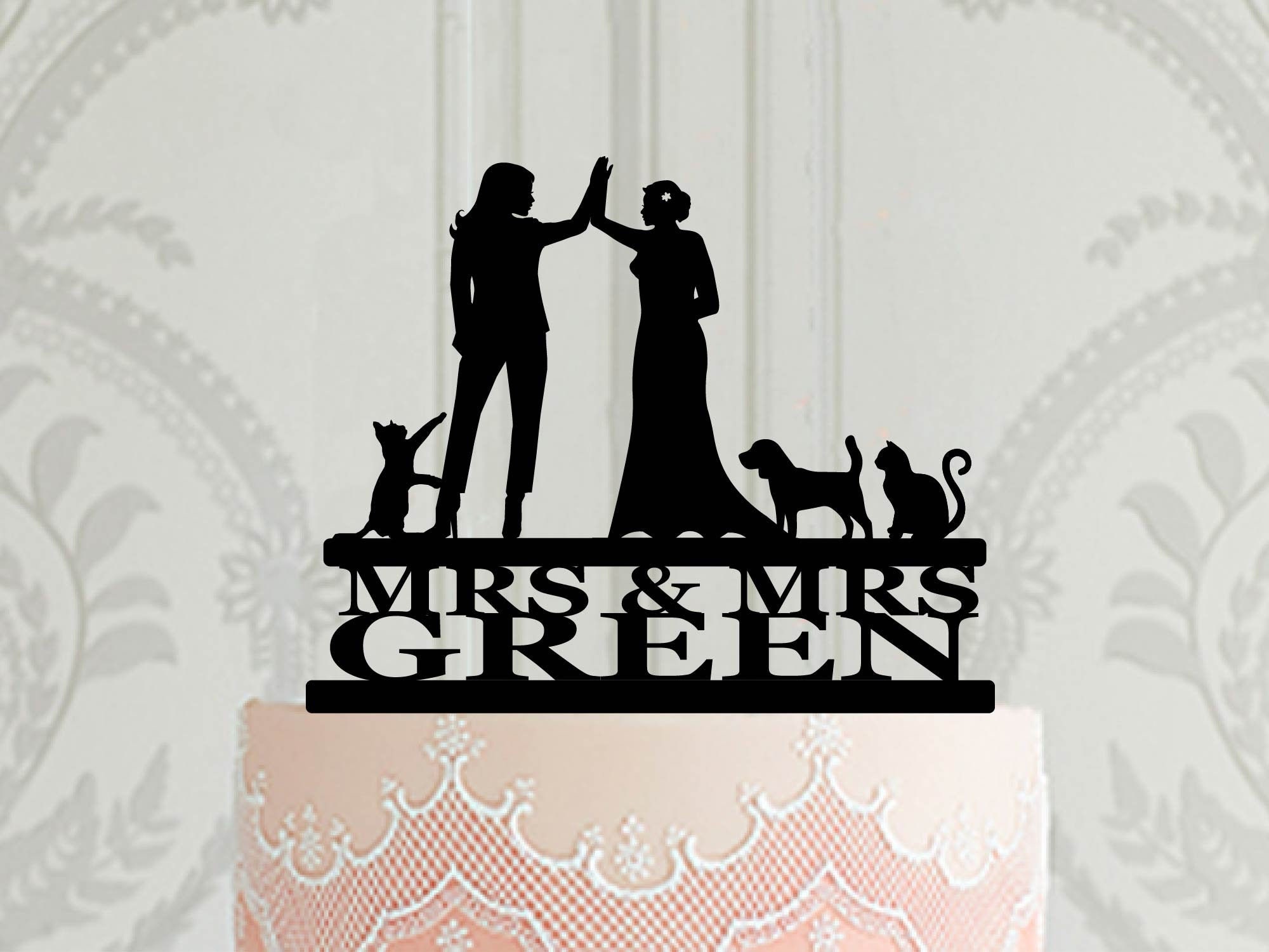 Fully Custom Lesbian Wedding Cake Topper, 2 Women Cake Topper, 2 Brides ...