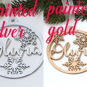 3 Snowflake Christmas Tree Baubles, Xmas Decor Baubles Set, Laser Cut ...