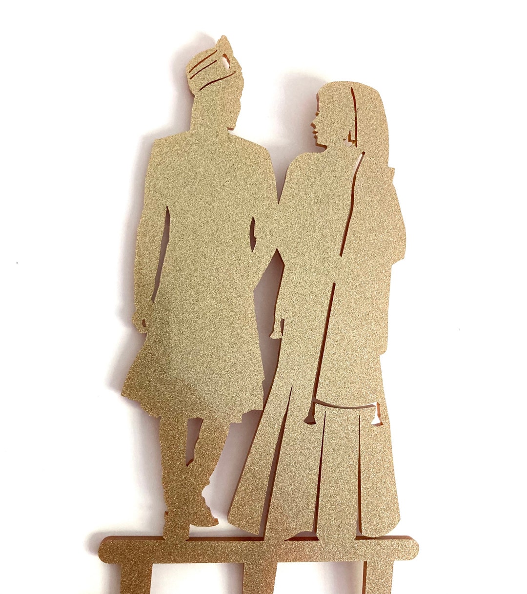 Indian Wedding Cake Topper, Sikh Bride and Groom Silhouette Cake Decor ...