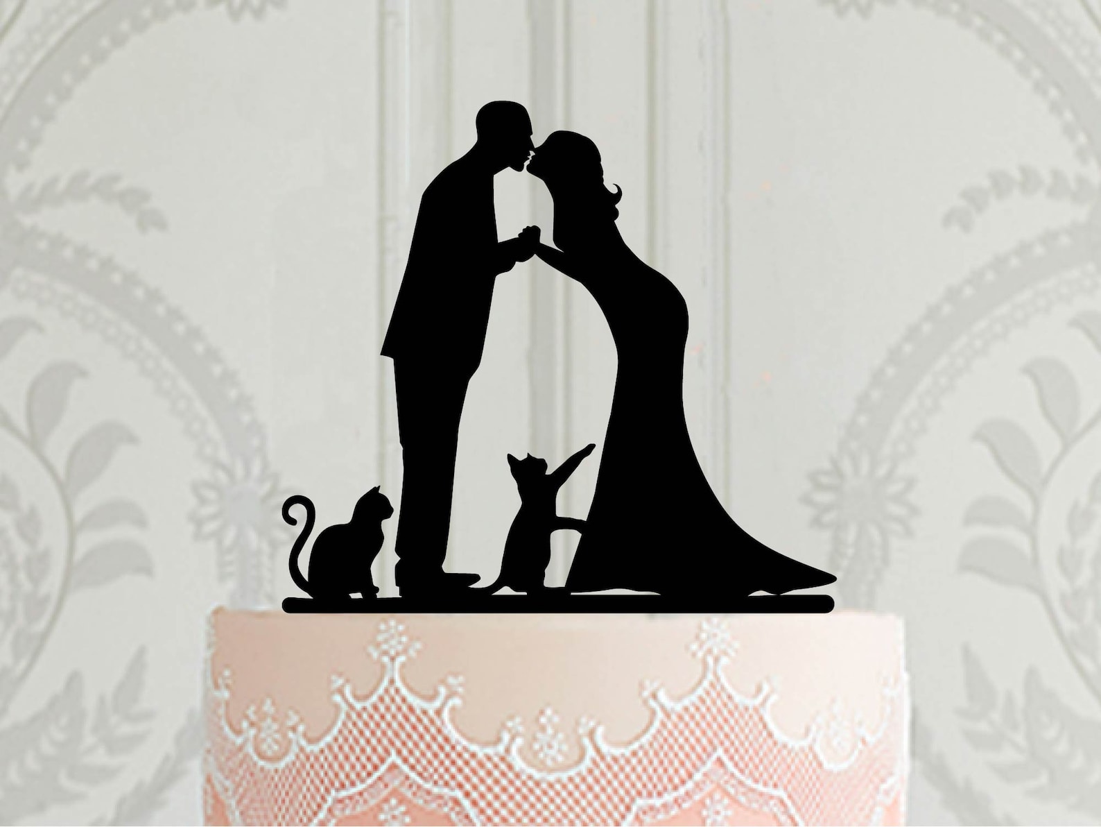 Customised Wedding Cake Topper With Cats Bride and Groom - Etsy