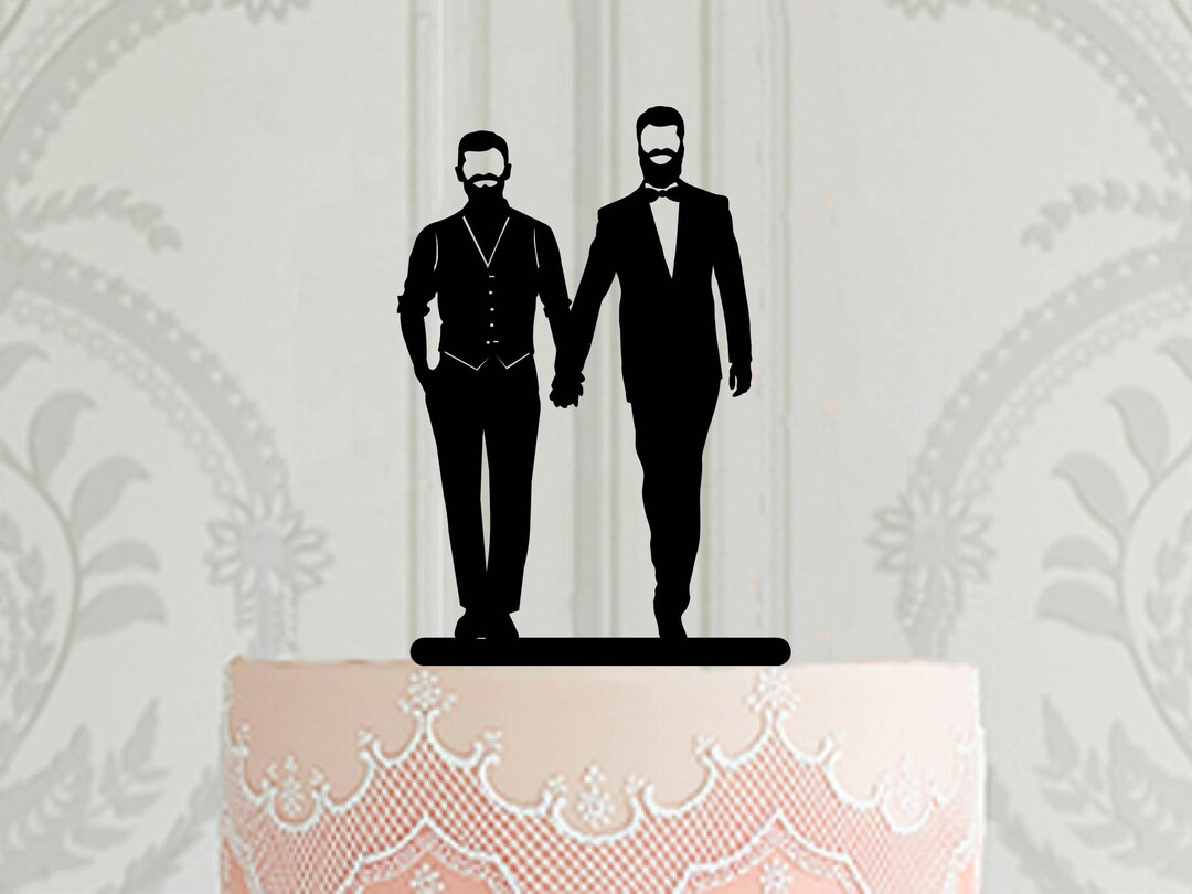 2 Grooms Wedding Cake Topper, Male Couple, LGBTQ Wedding Decor, Gay ...