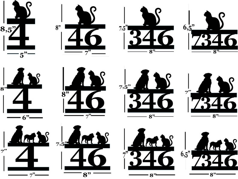 Pet dogs address sign House Number with custom dog | Etsy