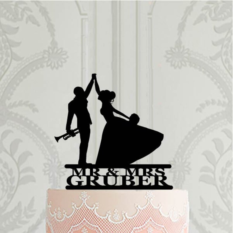 Personalised Wedding Cake Topper , Trumpet Cake Topper, High Five Cake ...