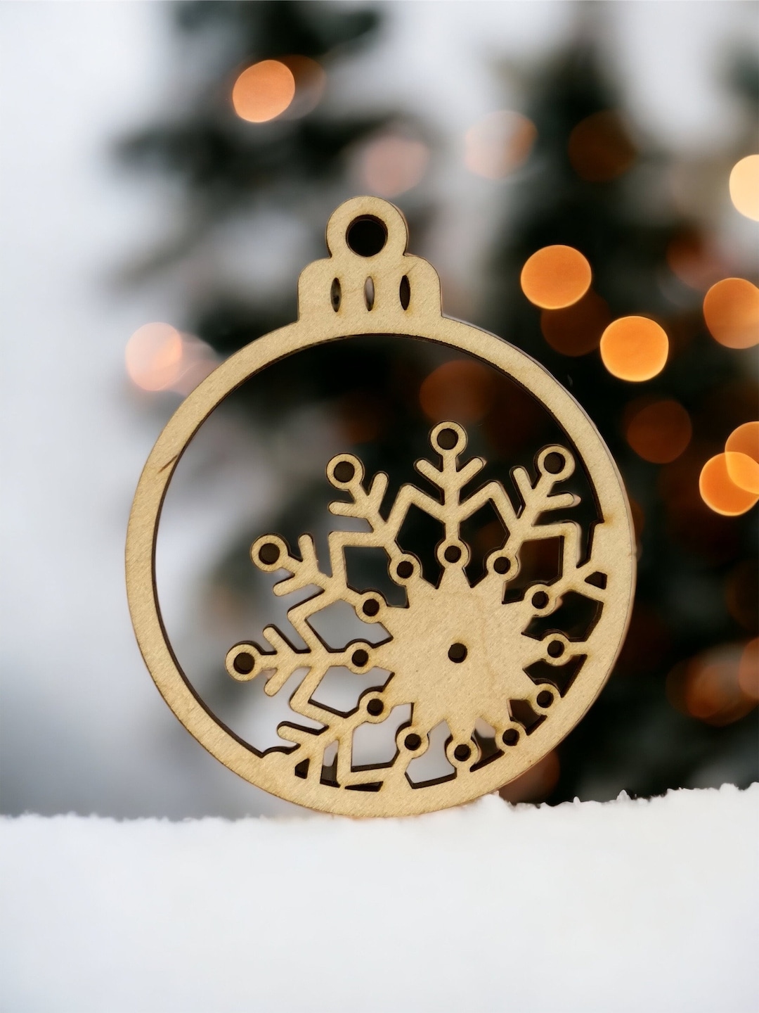 3 Snowflake Christmas Tree Baubles, Xmas Decor Baubles Set, Laser Cut ...