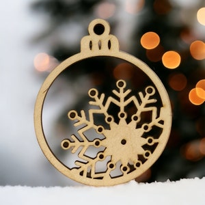 3 Snowflake Christmas Tree Baubles, Xmas Decor Baubles Set, Laser Cut ...