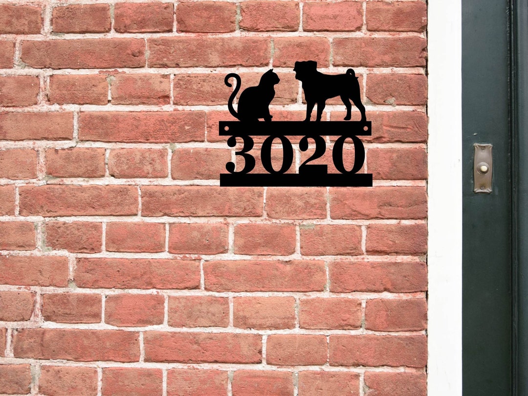 Dog and Cat Address Sign - House Number With Custom Pet, Contemporary ...