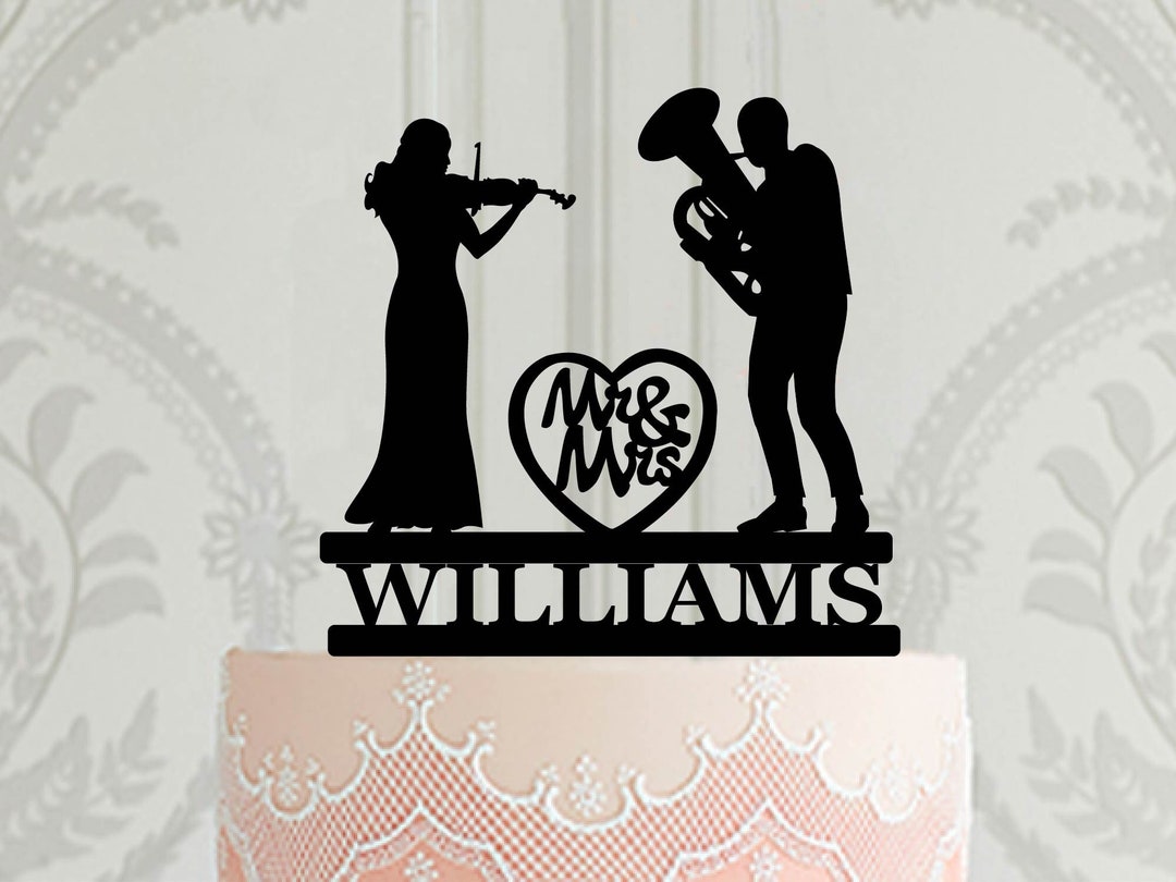Personalised Wedding Cake Topper , Tuba and Violin Cake Topper, Music ...