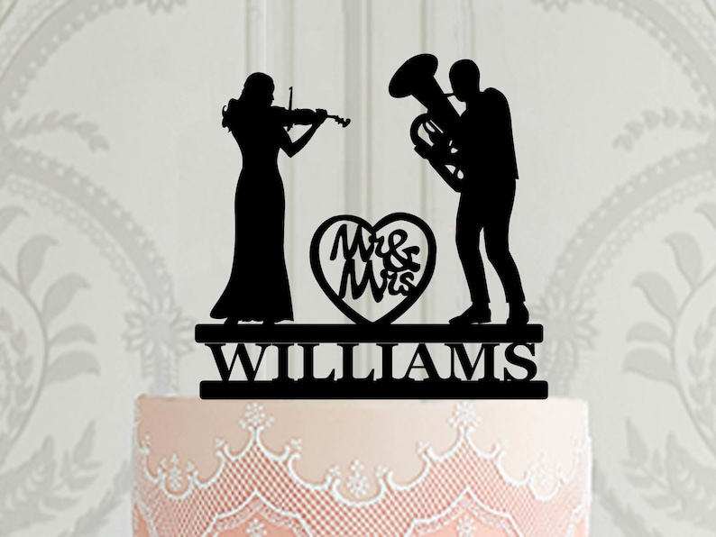 Personalised Wedding Cake Topper , Tuba and Violin Cake Topper, Music ...
