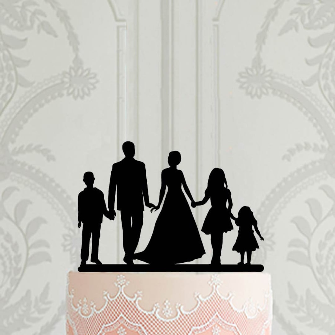 Custom Family Wedding Cake Topper , Family Silhouette Topper for ...