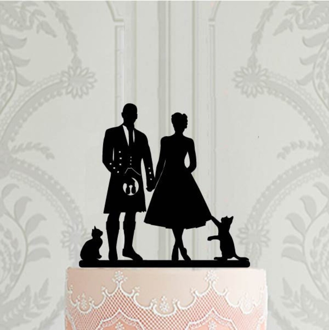 Scottish Wedding Cake Topper With Cats Custom Wedding Cake - Etsy